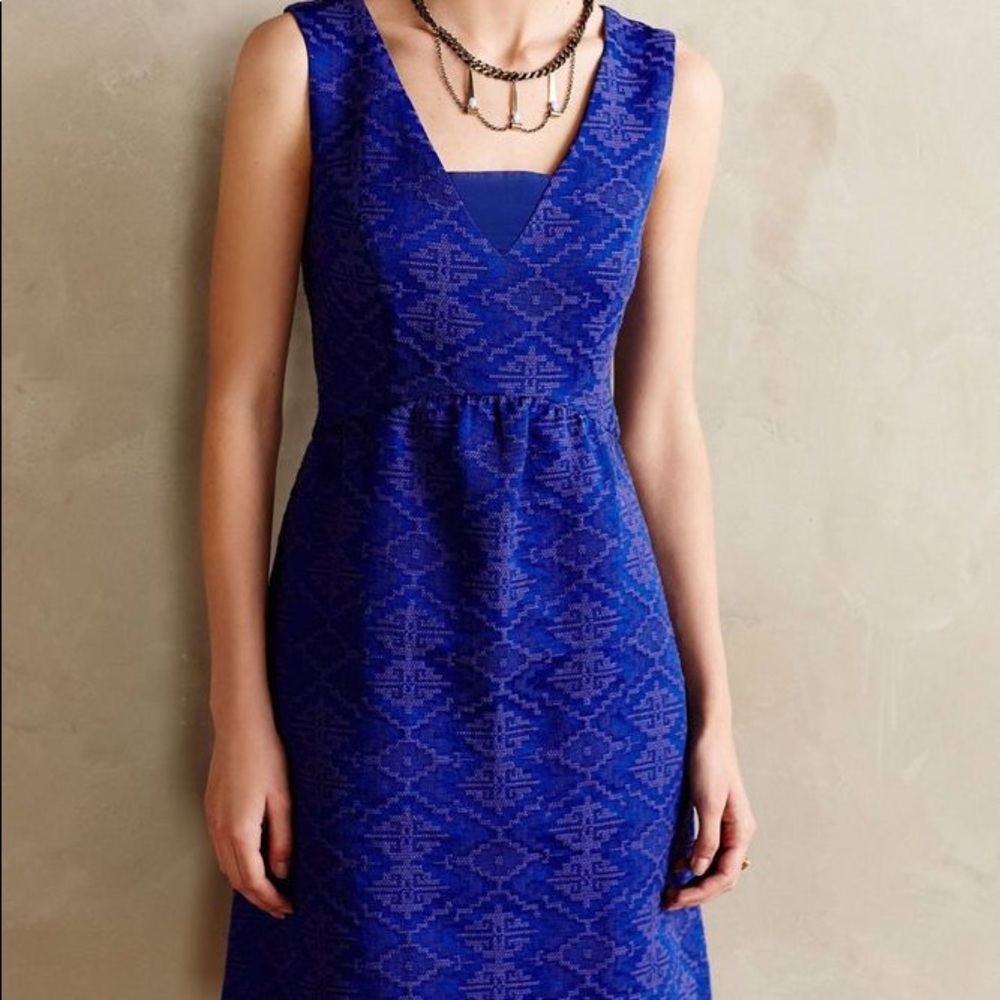 Maeve Blue Aztec Dress Mini From Anthropologie - Gem